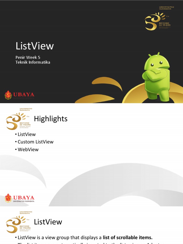 Listview: Penir Week 5 Teknik Informatika | PDF | Array Data Structure | Operating System
