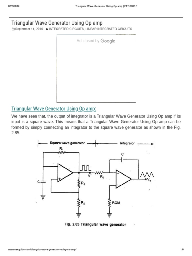 Triangular Wave Generator Using Op Amp - EEEGUIDE PDF | PDF | Amplifier ...