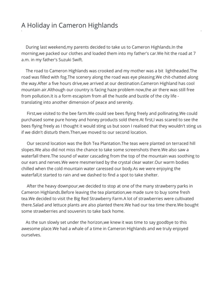 A Holiday in Cameron Highlands | PDF | Nature