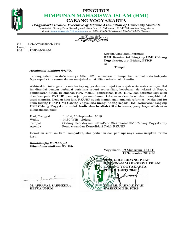 Surat Undangan PTKP RKUHP | PDF