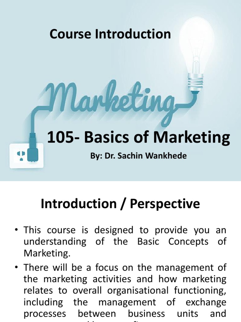 Course Introduction: 105-Basics of Marketing | PDF