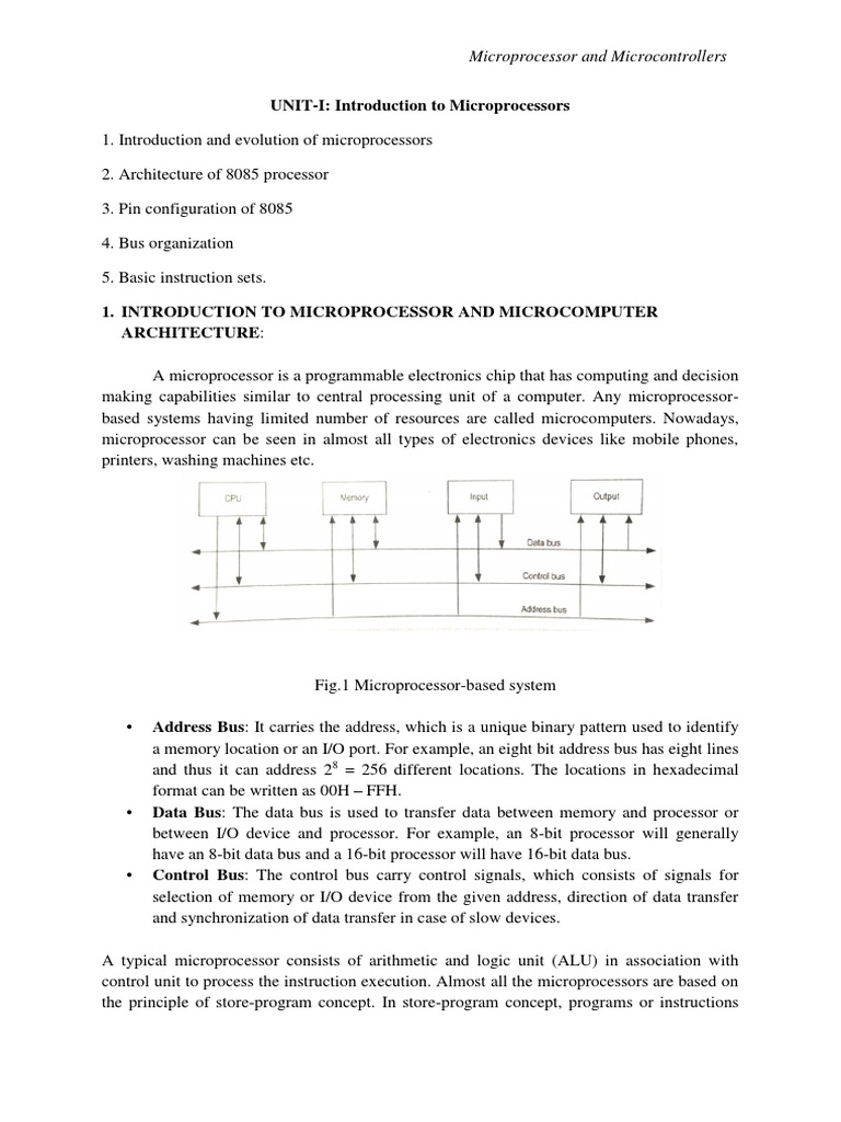 UNIT-I: Introduction To Microprocessors: Microprocessor and ...