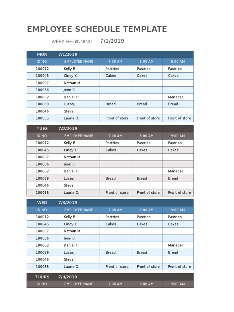 IC Employee Schedule Template1 | PDF | Cakes | Baked Goods