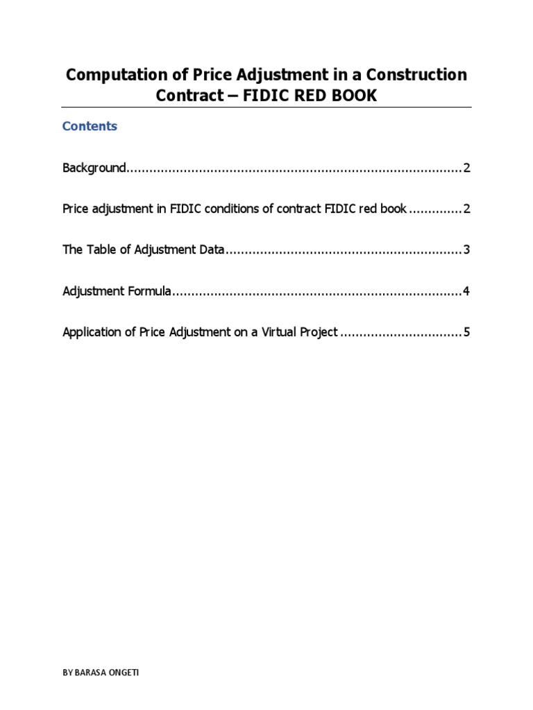 Computation of Price Adjustment in A Construction Contract | PDF ...