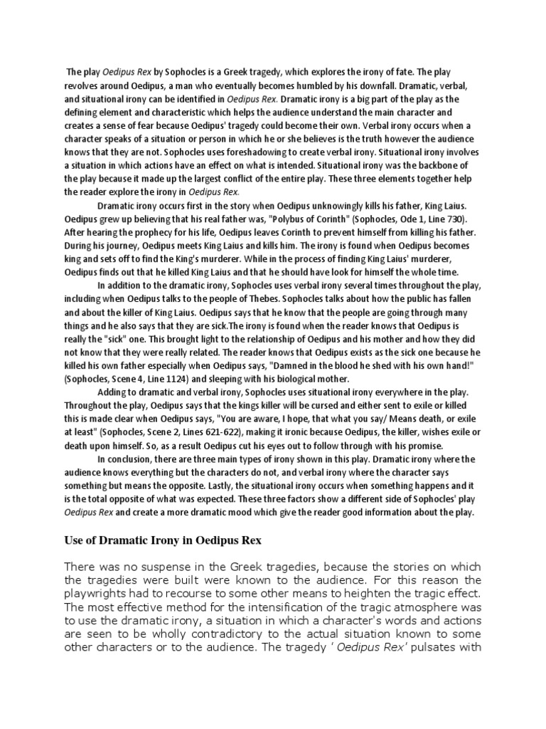 How Dramatic Irony Creates Suspense in Sophocles' Oedipus Rex (38 ...