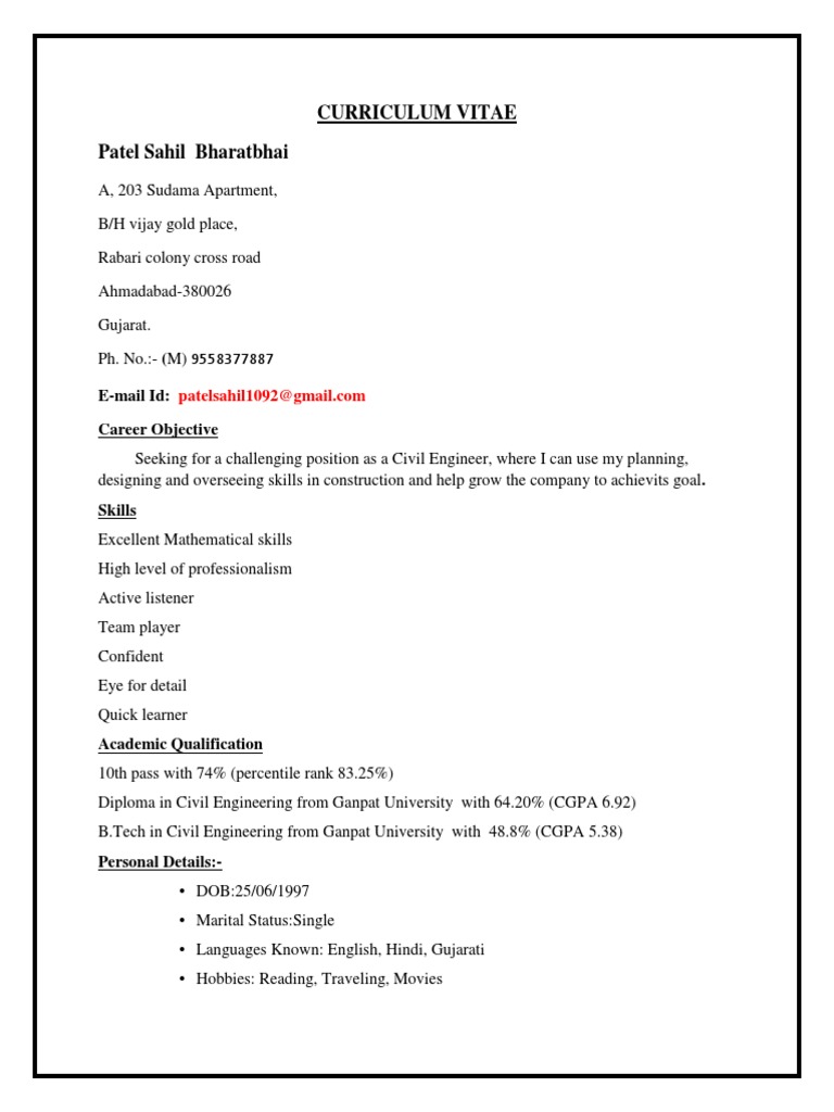 CURRICULUM VITAE Sahil | PDF
