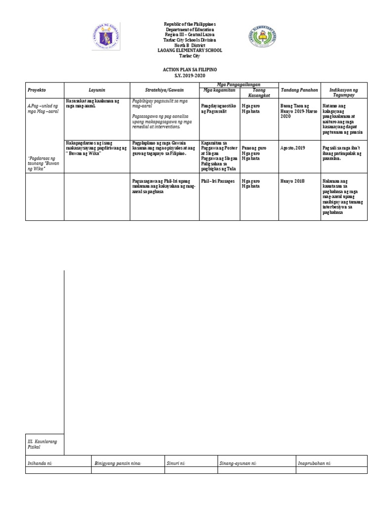 Action Plan Filipino | PDF