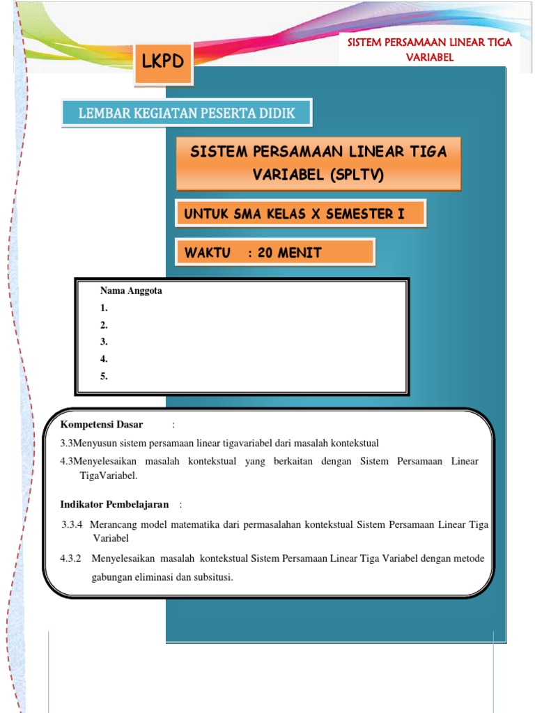 LKPD SPLTV Penerapan | PDF