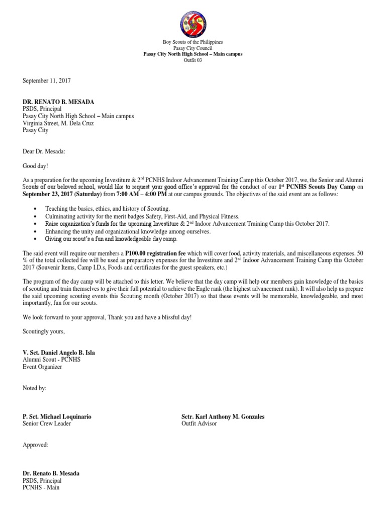 Final Day Camp Letter | PDF | Scouting | Youth Movements