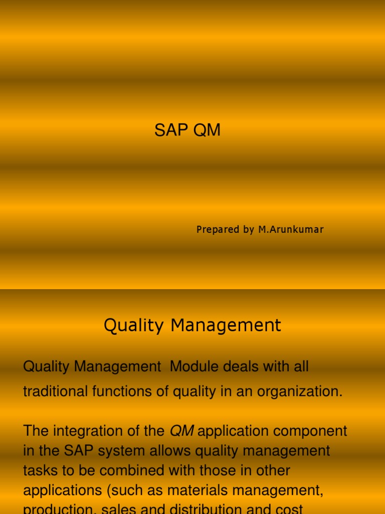 Comprehensive Overview of Quality Management in SAP | PDF ...
