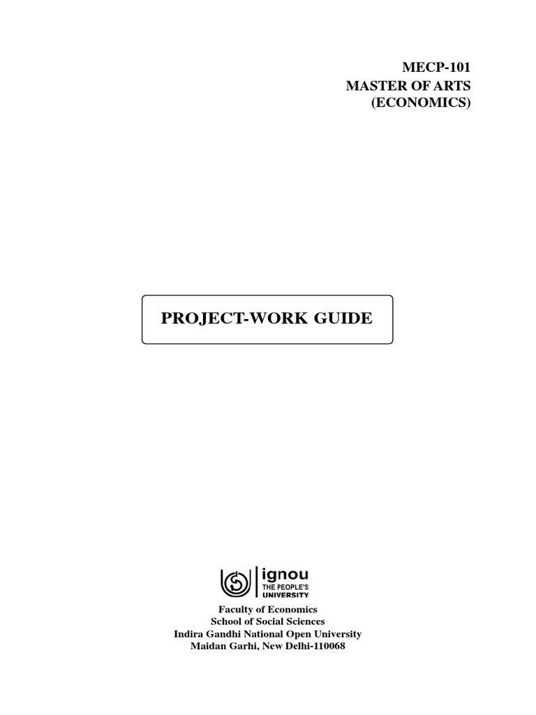 Project-Work Guide: MECP-101 Master of Arts (Economics) | PDF | Data ...