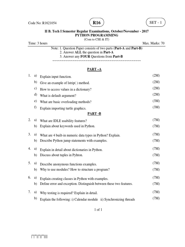 Python Programming Qp Pdf Python Programming Language Parameter