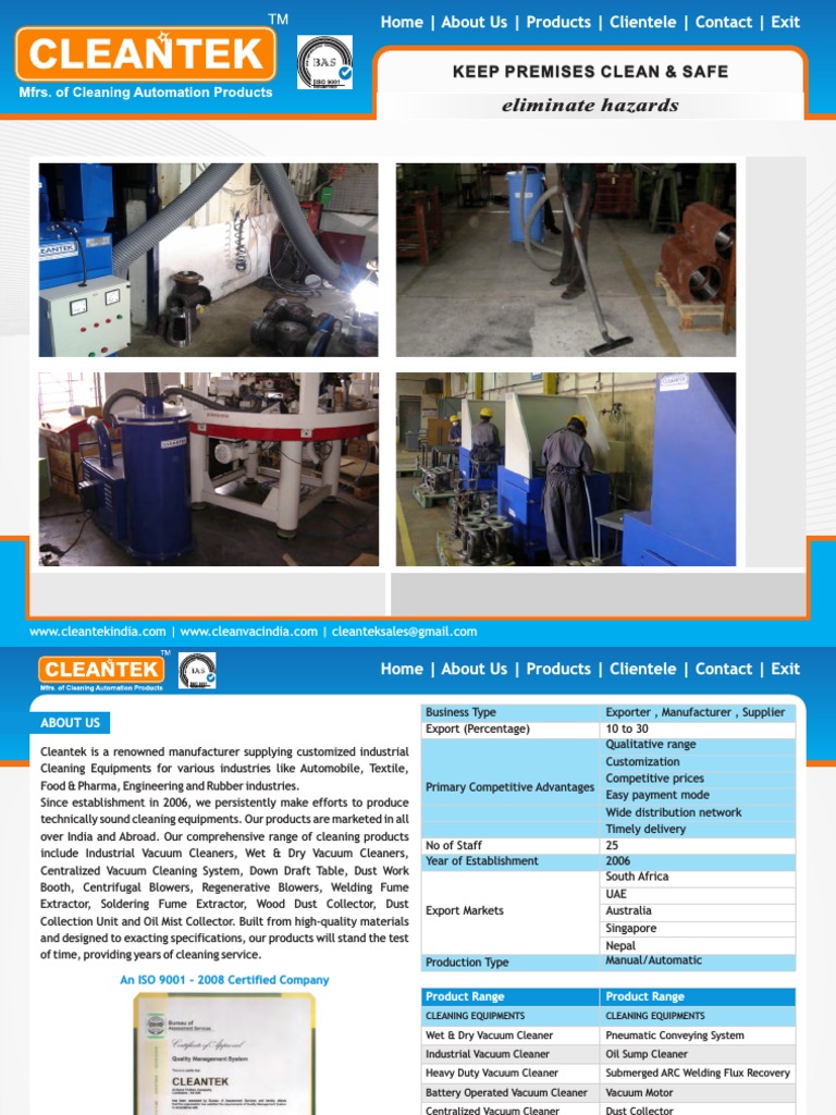 Cleantek E Brochure - All Cleaning Automation Products | PDF | Vacuum ...