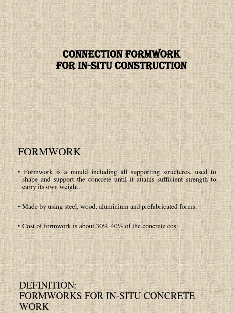 Connection Formwork For In-Situ Construction | PDF | Concrete ...
