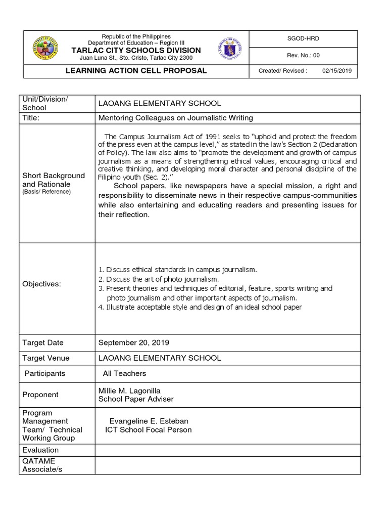 SPG Training Proposal | PDF | Journalism | Newspapers