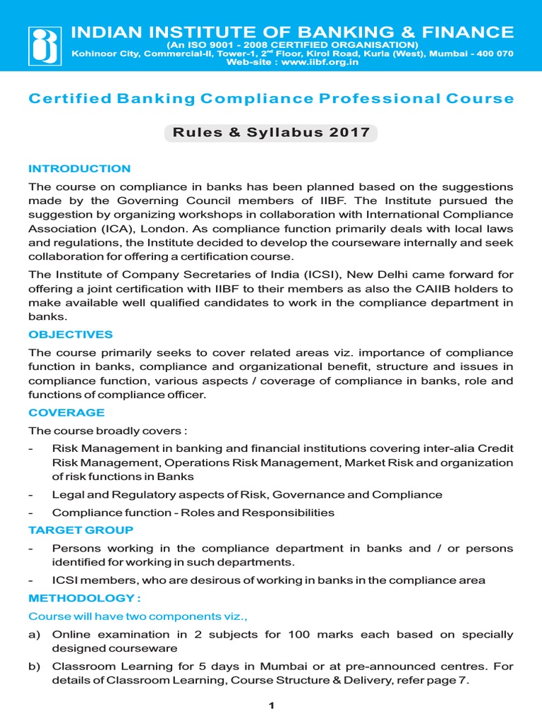 Indian Institute of Banking & Finance: Certified Banking Compliance ...