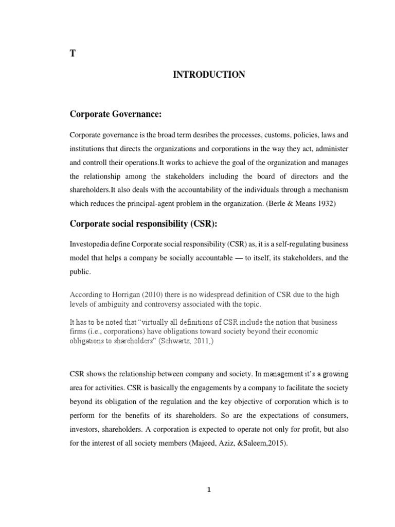 Research Proposal On CSR and Corporate Governance | PDF | Corporate ...