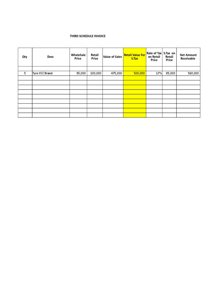 Third Schedule Invoice Format | PDF | Invoice | Value Added Tax