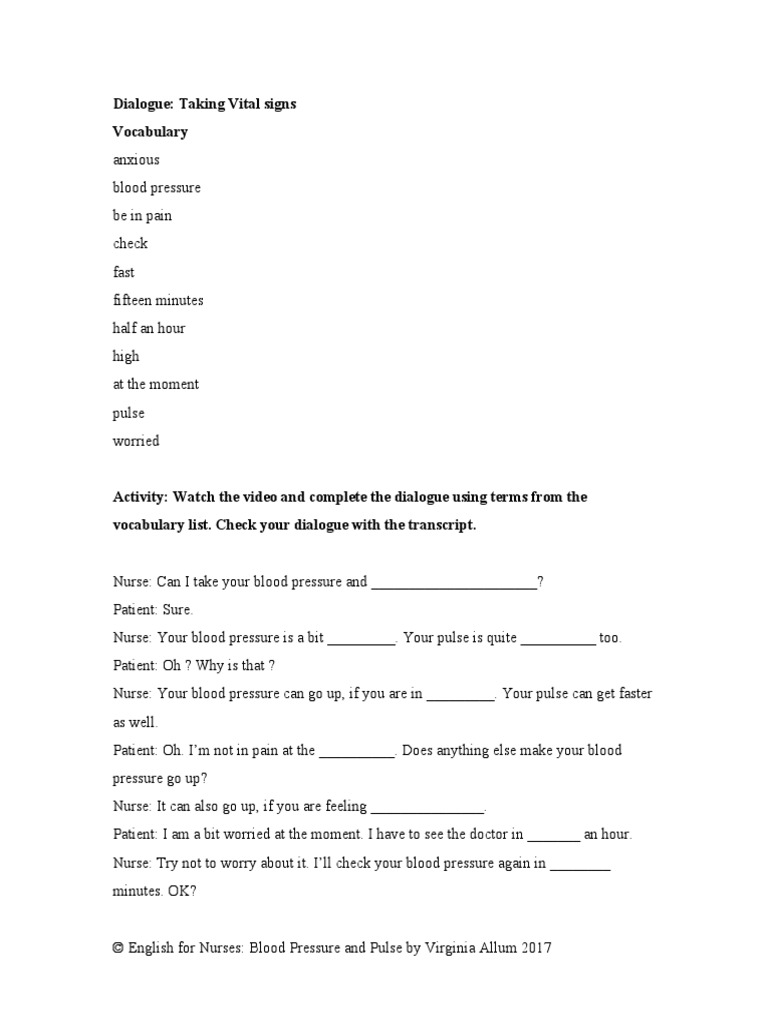 Taking Vital Signs | PDF