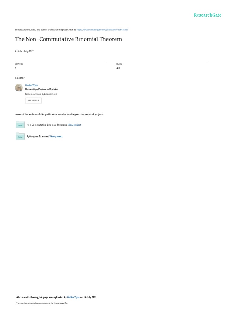 Non Commutative Binomial Theorem | PDF | Theorem | Mathematical Logic