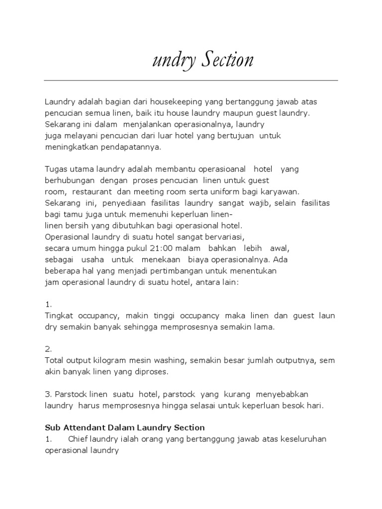 Laundry Section | PDF