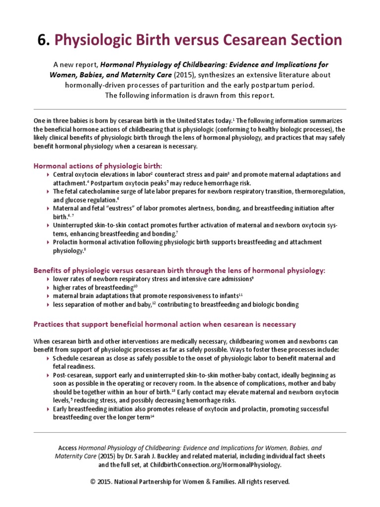 Physiological Birth Vs LSCS (Ceserean) | PDF | Childbirth | Caesarean ...