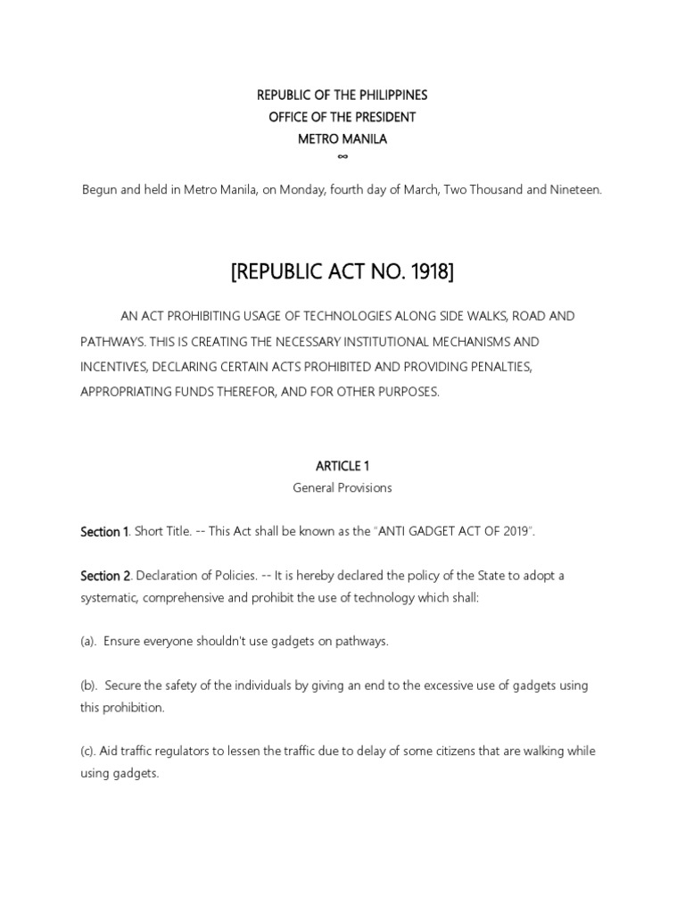 Republic Act No. 1918 | PDF | President Of The Philippines | World Politics