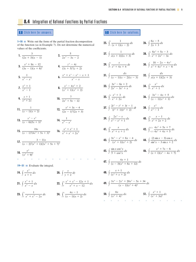 15 Partial Fractions Integration Stewart 5th 8 4 | PDF | Teaching ...