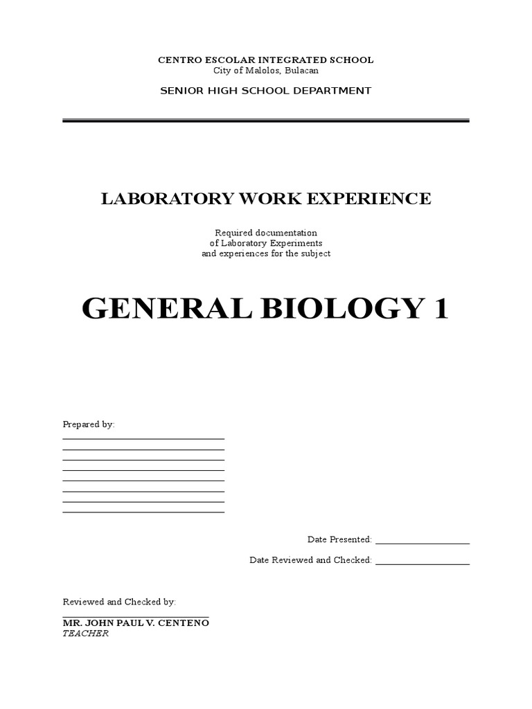 General Biology 1 Lab Documentation | PDF
