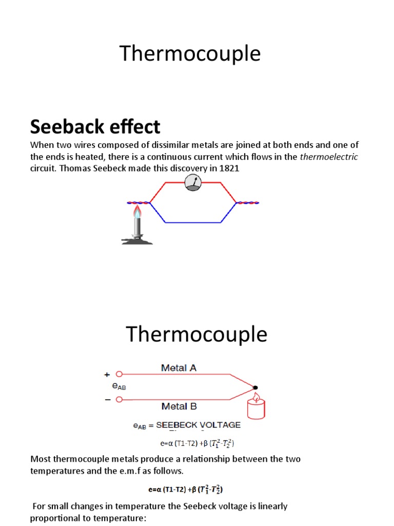 Thermocouple: Seeback Effect | PDF | Thermocouple | Thermodynamics