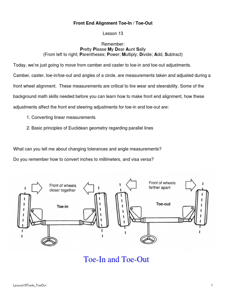 Front End Alignment Guide Toe-In and Toe-Out | PDF | Vehicle Technology ...