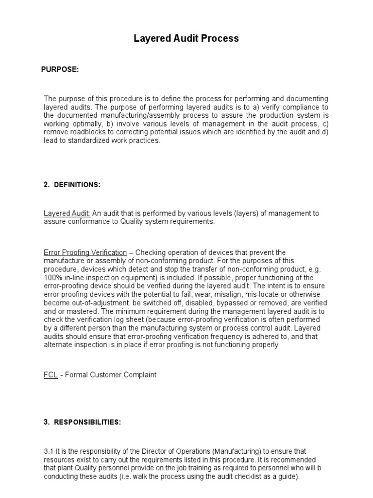 Layered Audit Process: Purpose | PDF | Verification And Validation | Audit
