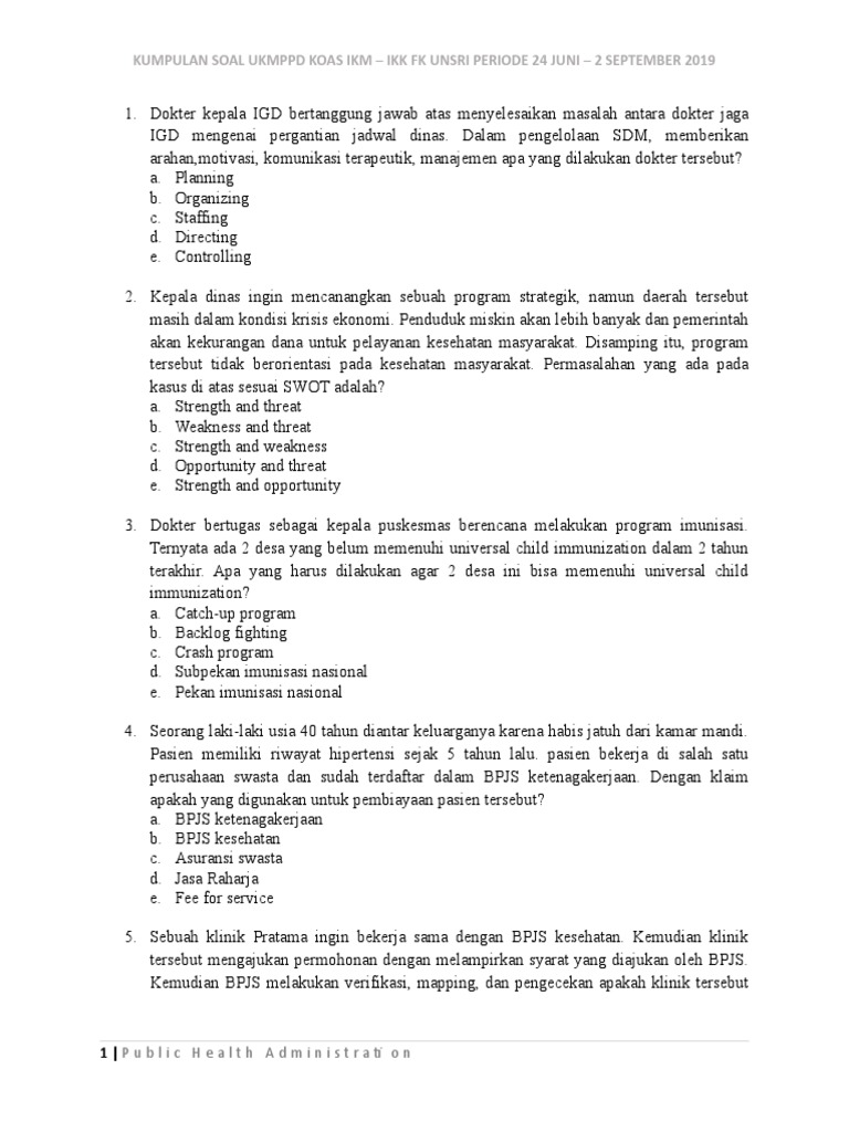 Kumpulan Soal Ikm Ikk Pha | PDF