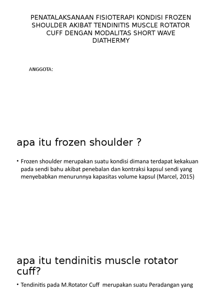Fisioterapi SWD untuk Frozen Shoulder | PDF | Kesehatan Holistik ...