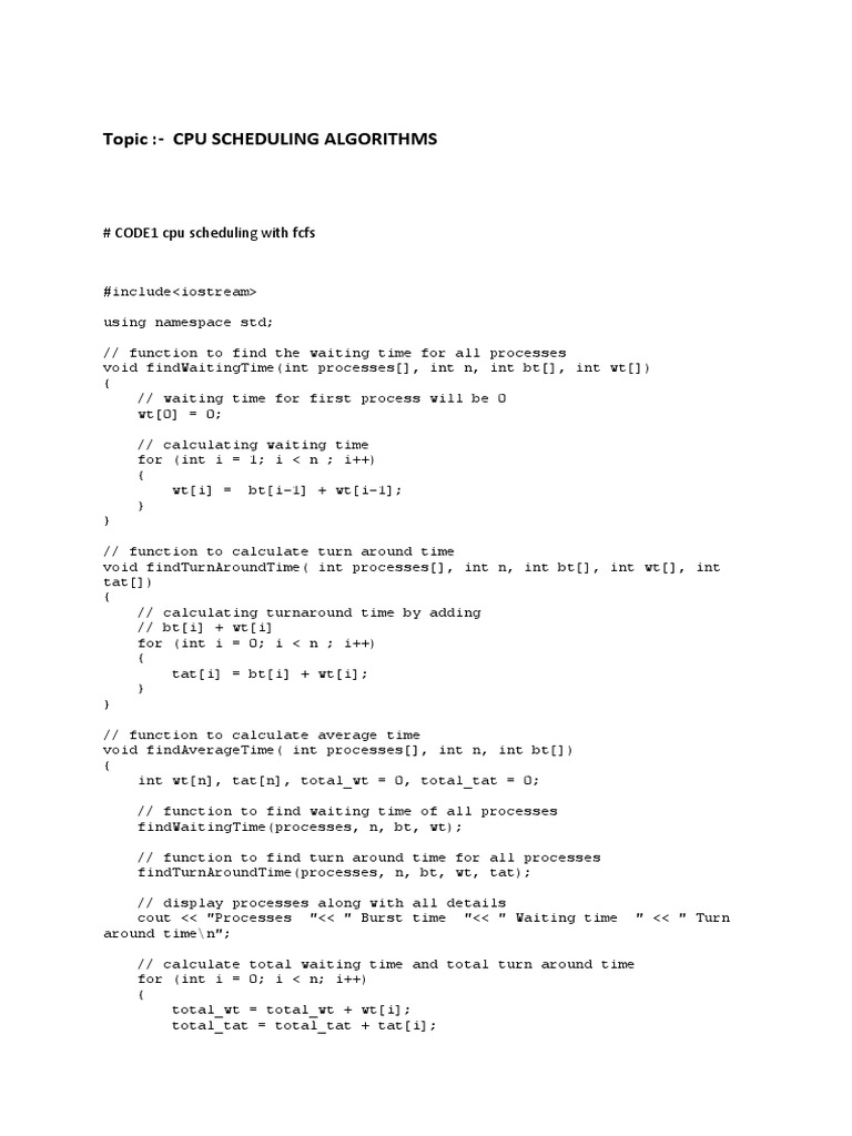 Topic:-Cpu Scheduling Algorithms | PDF | Software Development | Computing
