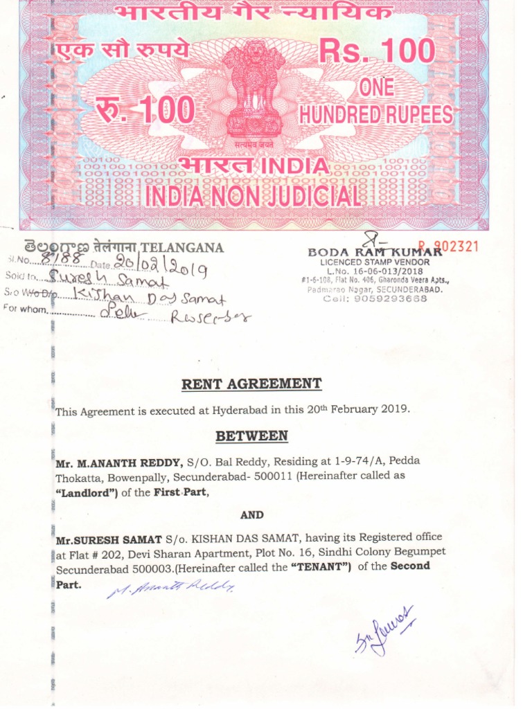 Rent Agreement Template India