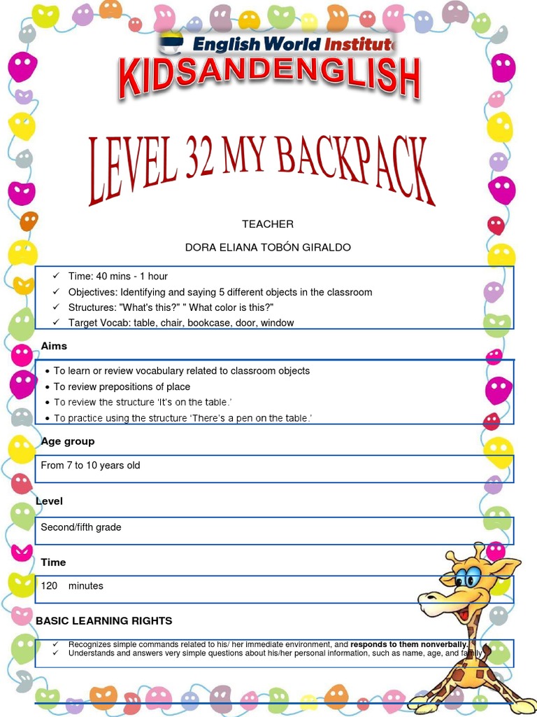 Lesson 32 My Backpack | PDF | Flashcard | Classroom