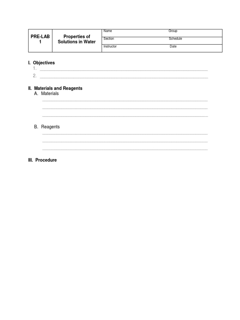 Pre Laboratory Worksheet | Download Free PDF | Hydrophile | Chemical ...