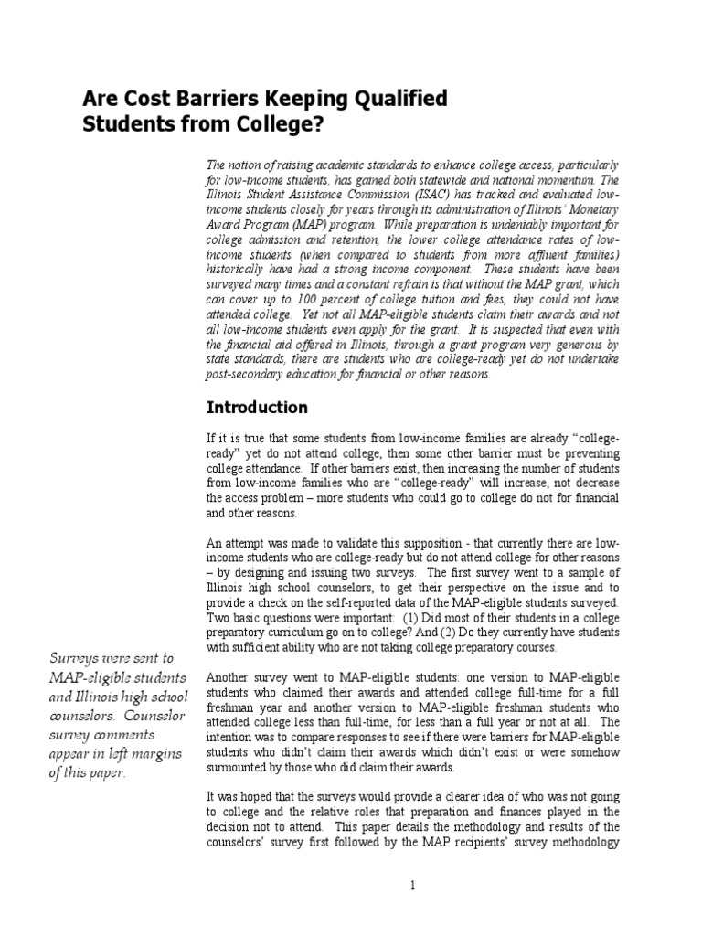 Are Cost Barriers Keeping Qualified Students From College? | PDF ...