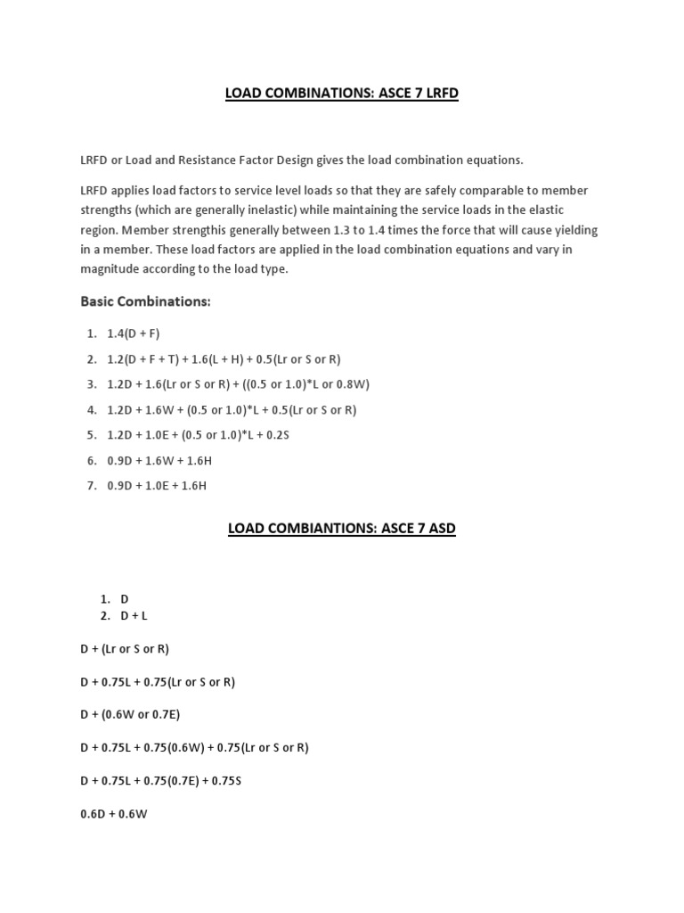 Load Combinations: Asce 7 LRFD | PDF