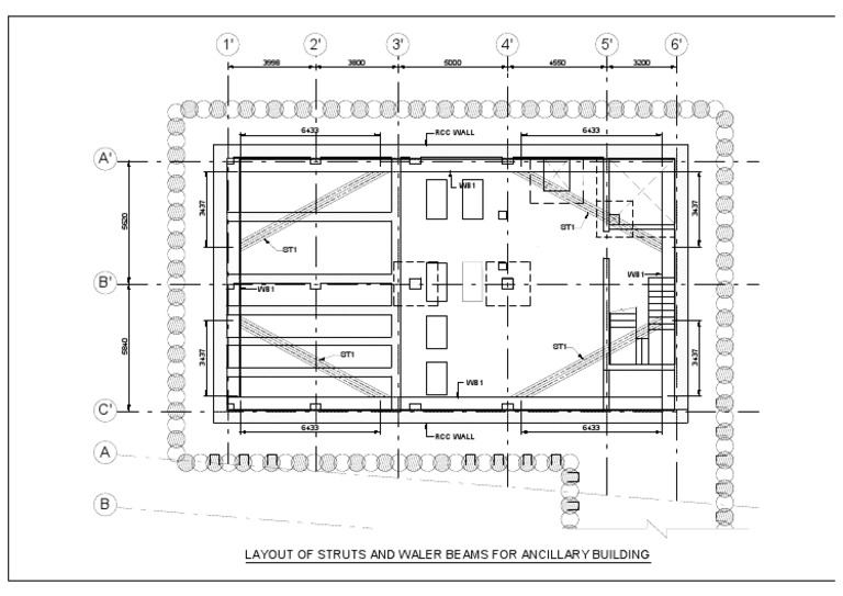 Layout of Struts and Waler Beams For Ancillary Building | PDF