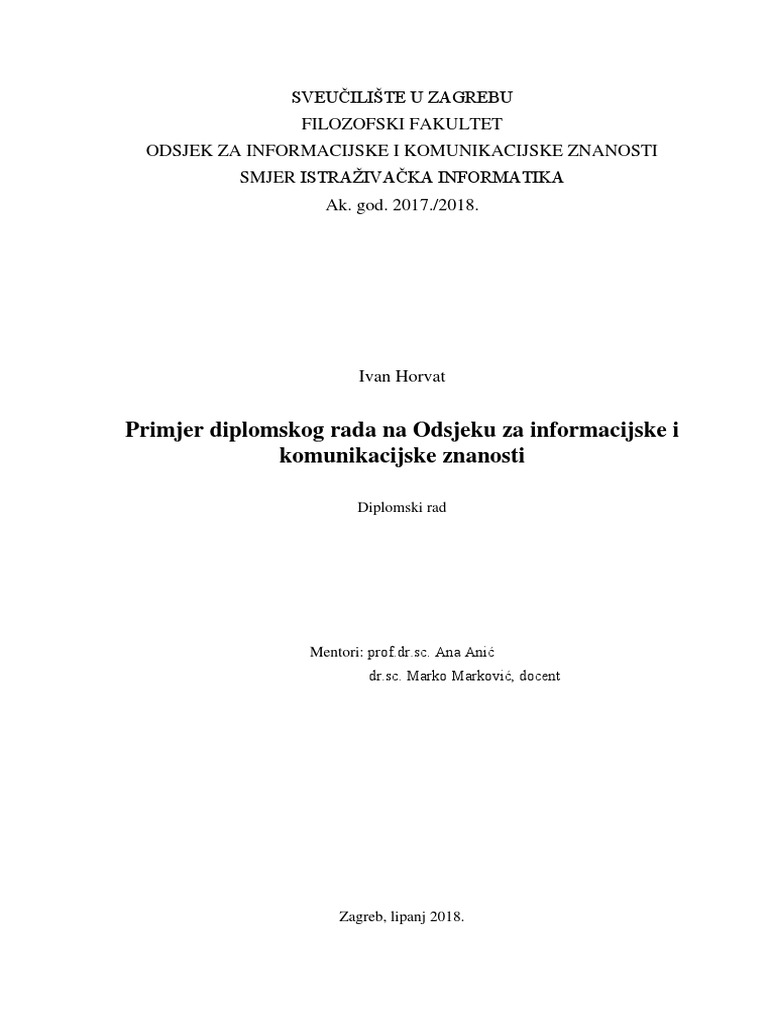 Primjer Diplomskog Rada | PDF