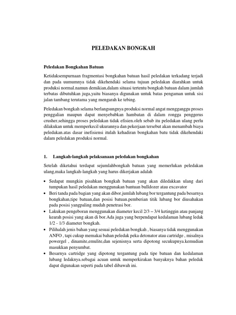 Metode Secondary Blasting | PDF