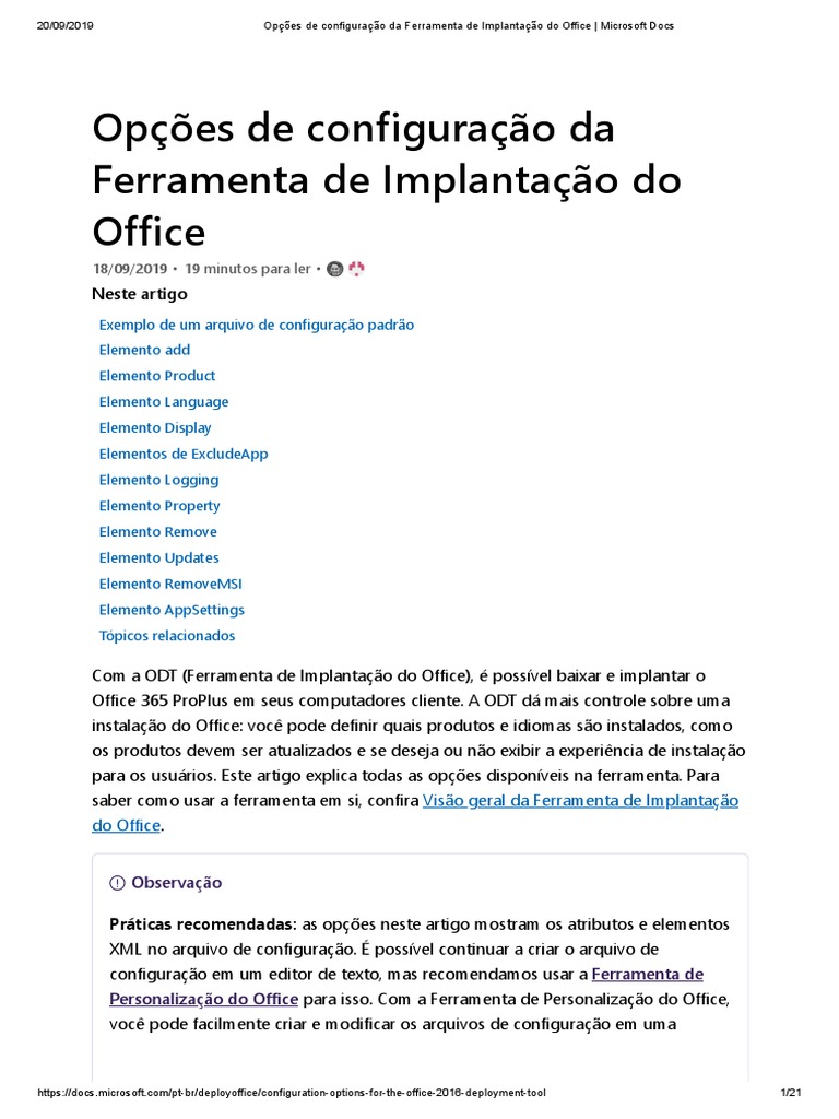 Configuracao XML Office 2016 | PDF | Microsoft Office | XML