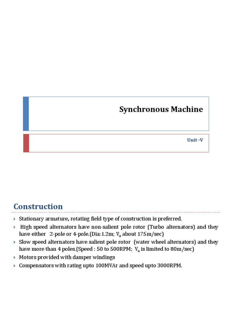 Synchronus Machine Notes | PDF | Inductor | Alternating Current