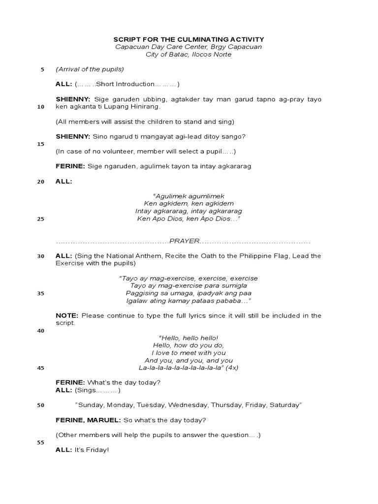 Script For The Culminating Activity | PDF | Cooking | Cuisine