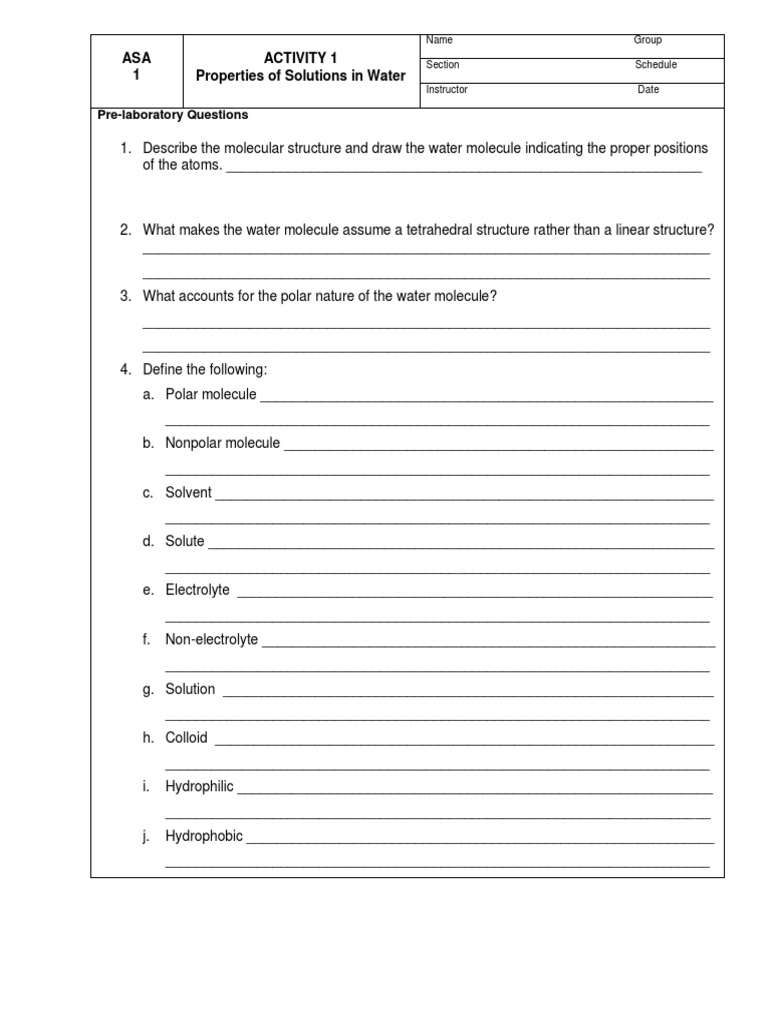 The Molecular Structure and Properties of Water and Its Role as a ...