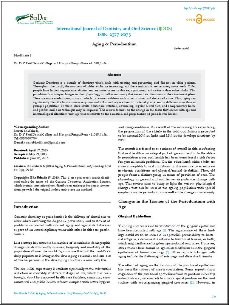 Aging and Periodontium PDF | PDF | Human Tooth | Dentistry