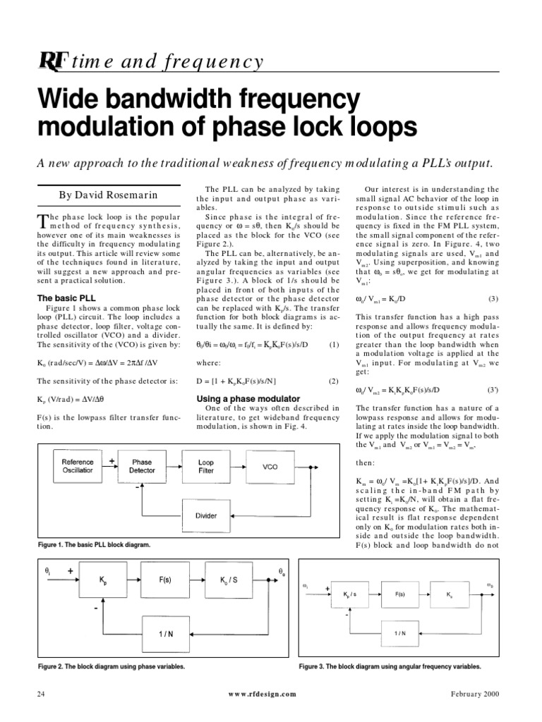 Wide Bandwidth Frequency Modulation of Phase Lock Loops | PDF | Detector (Radio) | Frequency ...