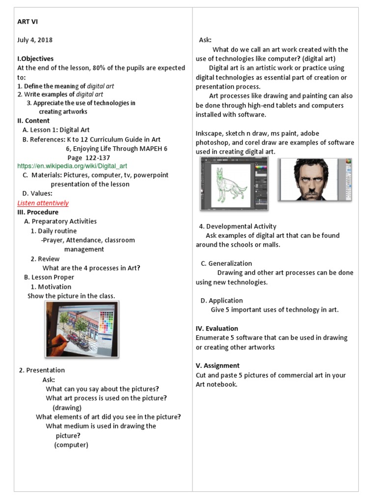 Lesson 1.1 Digital Art | PDF | Drawing | Paintings